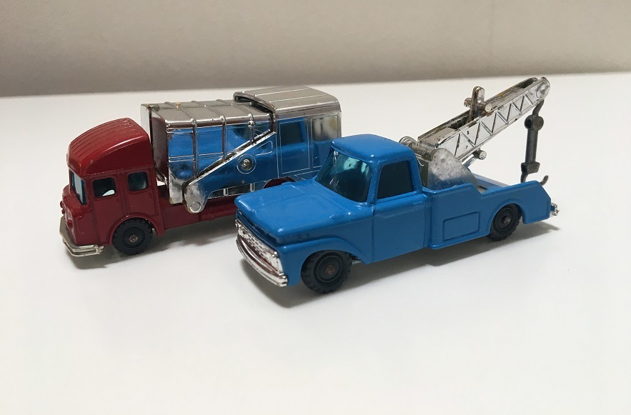 【目立った傷や汚れなし】HUSKY☆当時物!ミニカー2台 ゴミ収集車＆クレーン車 /REFUSE VAN/ FORD F350 工事車両 ...