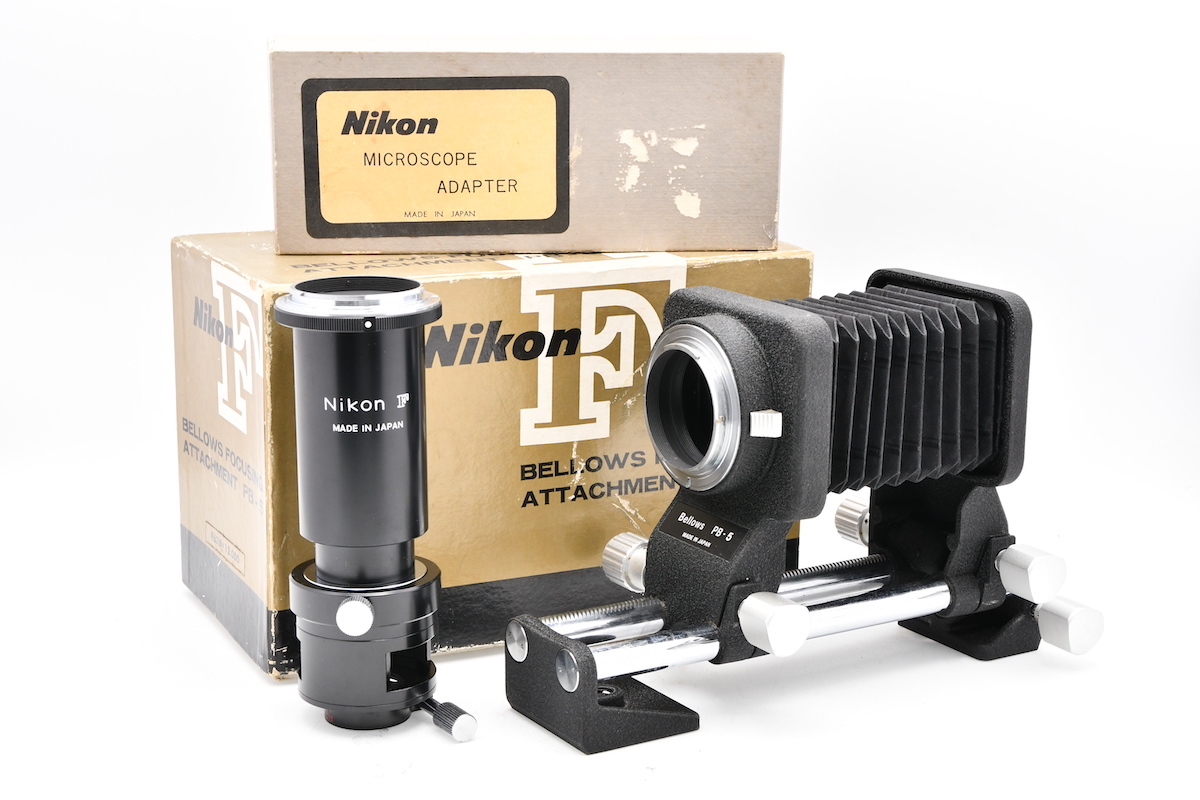 【やや傷や汚れあり】Nikon BELLOWS FOCUSING ATTACHMENT PB-5 + MICROSCOPE ADAPTER ...