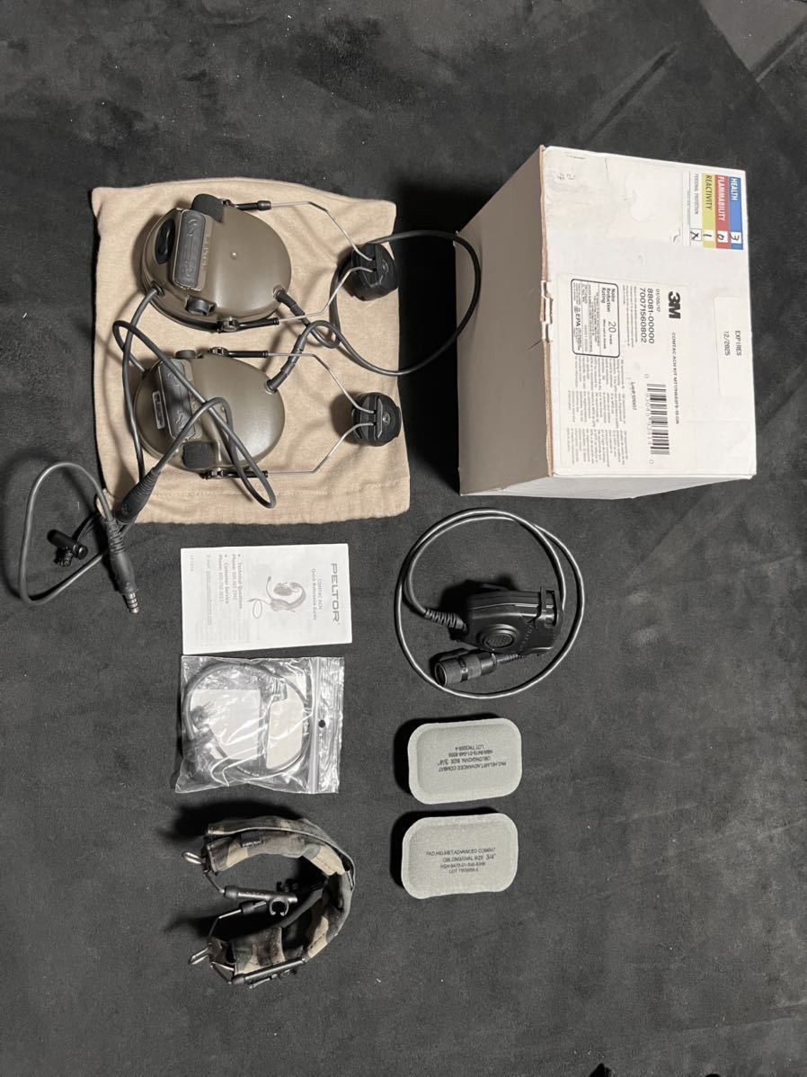 【目立った傷や汚れなし】実物！PELTOR COMTAC III デュアル OD & ARCアダプター& PTT Delta CAG ODA ...