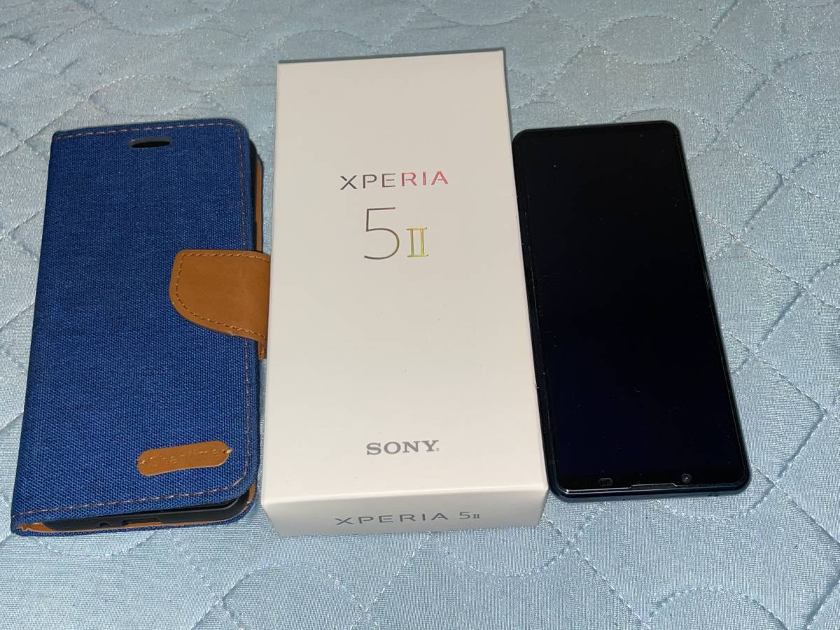 【目立った傷や汚れなし】美品 ソニー SONY Xperia 5 II 5G ブルー SIMフリースマートフォン/6.1インチ//RAM ...
