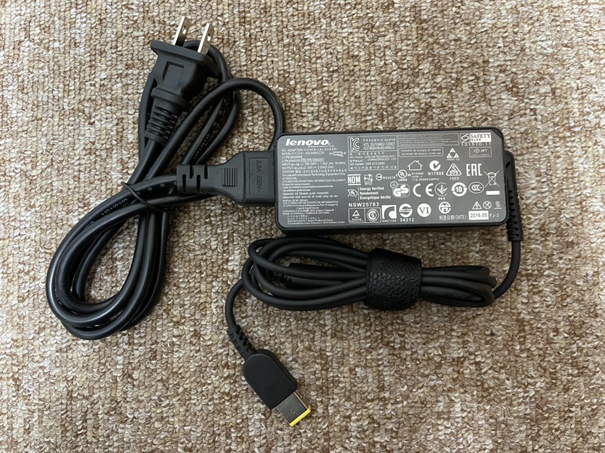 【未使用に近い】レノボlenovo ACアダプター 45w 20v 角型 Thinkpad x240 x250 x1 carbon g500 ...