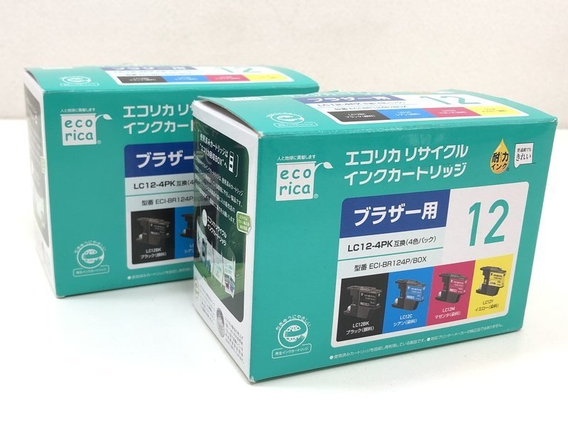 【未使用】【OUTLET】2点セット売り エコリカ ブラザー LC12-4PK対応 リサイクルインク 4色パック ECI-BR124P/BOX 残量表示対応【IT5RZ1AMXNUI IN2 ...