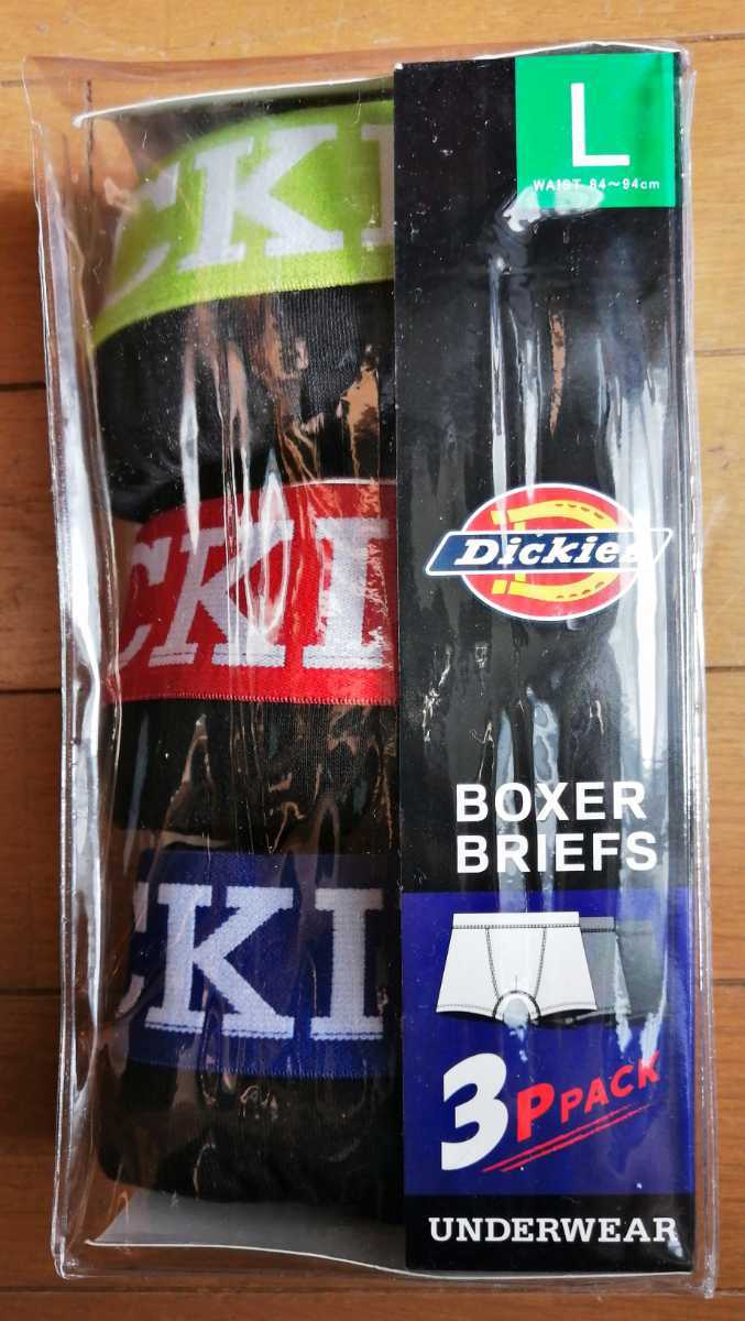 【未使用】【1円スタート】 Dickies ディッキーズ 新品 未開封品 メンズ ボクサー パンツ 下着 前閉 ローライズ Lサイズ ブラック