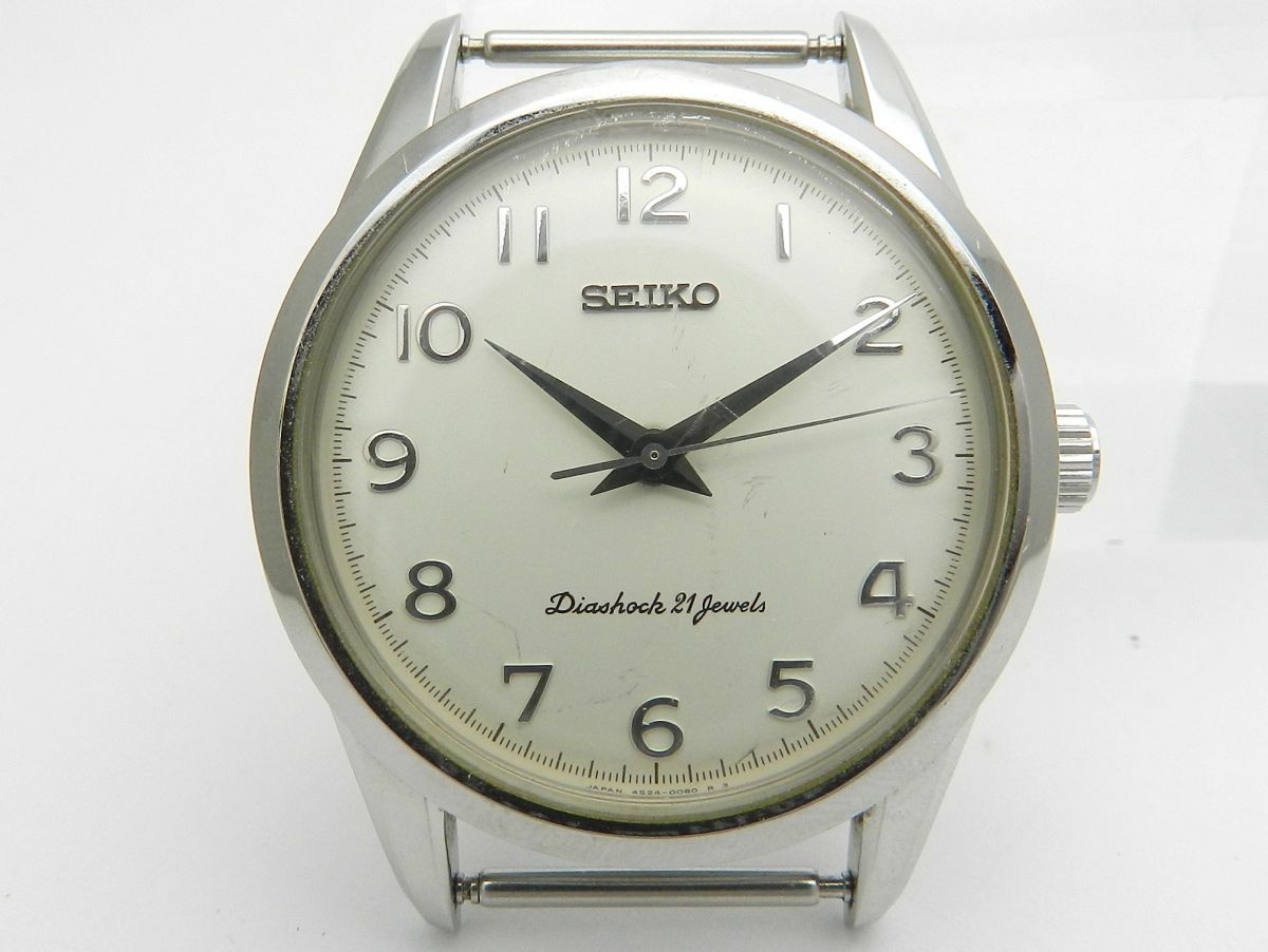 【傷や汚れあり】1000円スタート 腕時計 フェイスのみ SEIKO セイコー メカニカル ダイアショック 21石 4S24-0070 MT ...