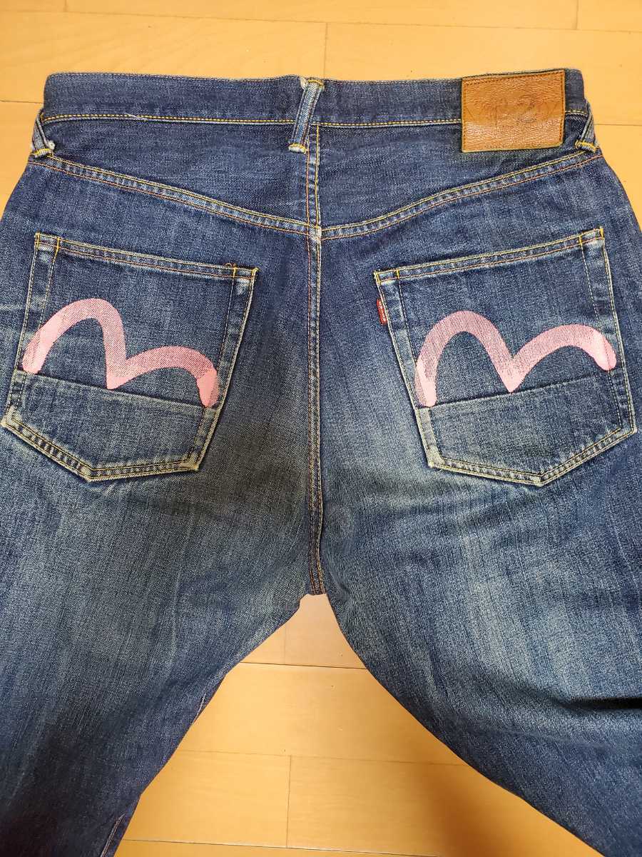 【目立った傷や汚れなし】エヴィス EVISU No.2 デニム 36インチ ピンクペンキ USED 赤耳 の落札情報詳細| ヤフオク落札価格情報 オークフリー