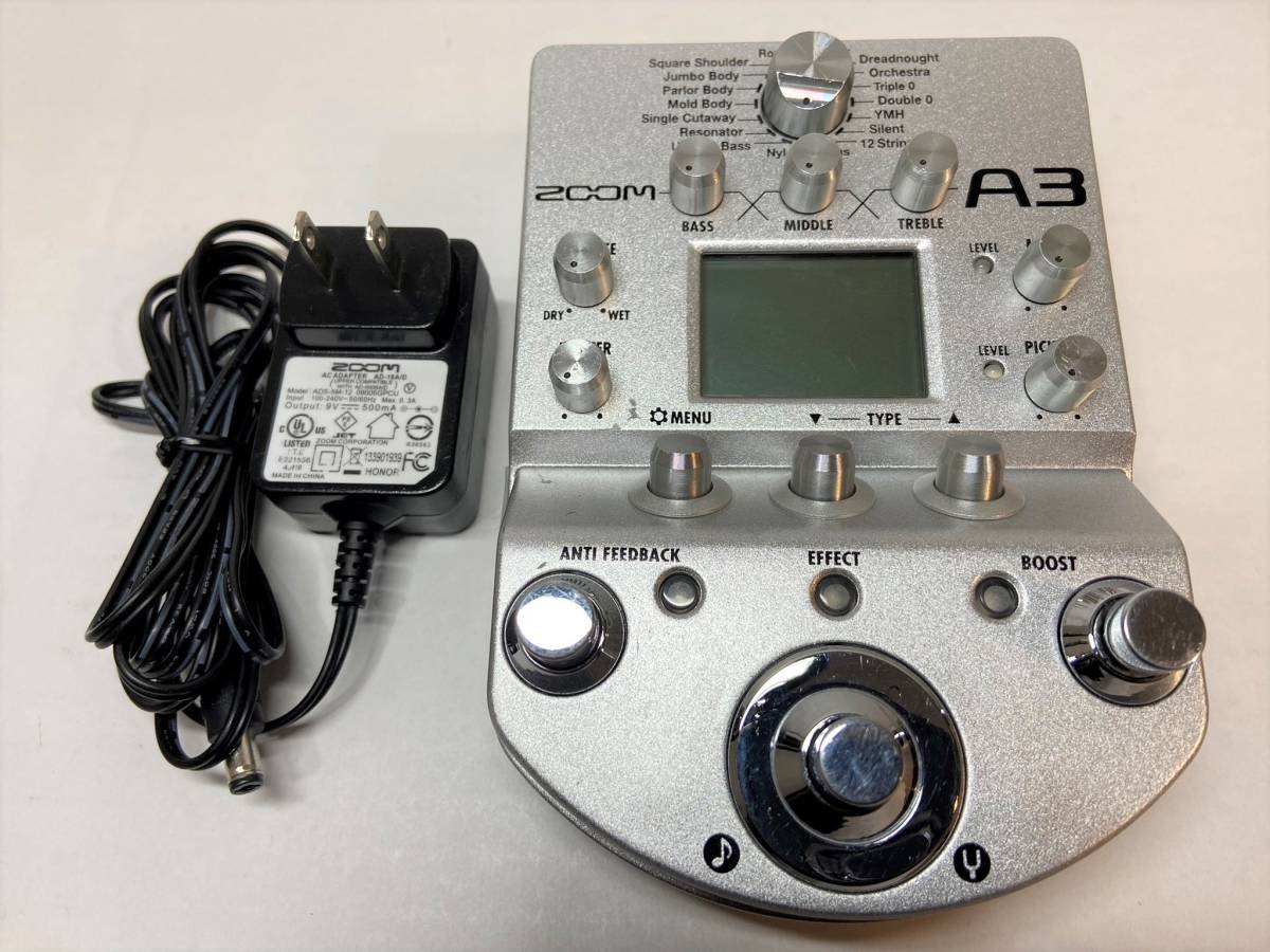 【やや傷や汚れあり】ZOOM A3 プリアンプ エフェクター アダプター付き Pre-Amp & Effects for Acoustic ...