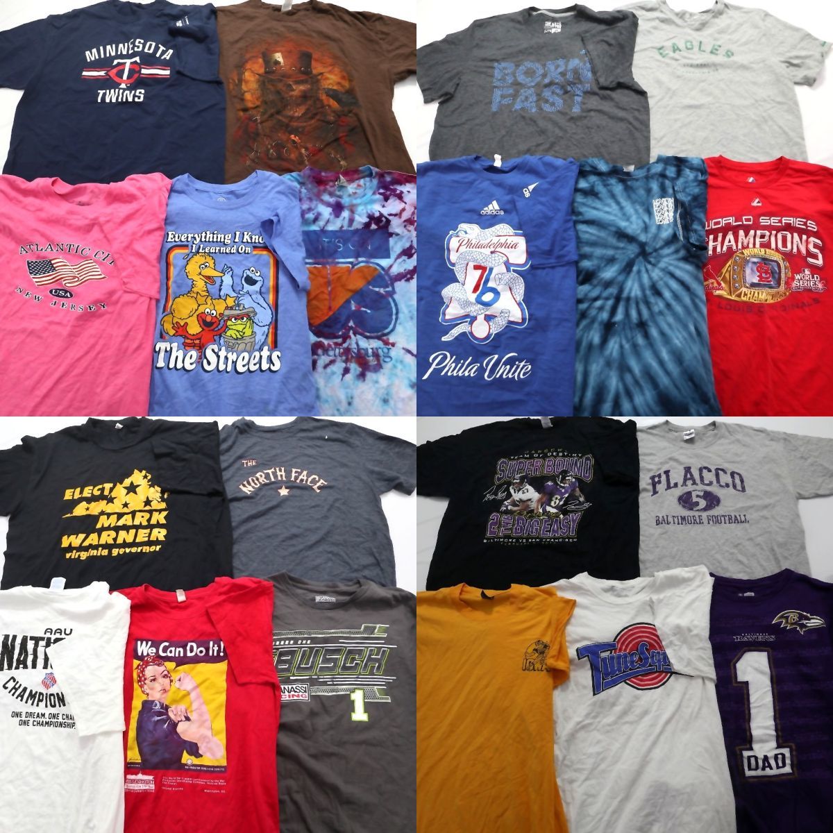 【やや傷や汚れあり】 Tシャツ MIX set タイダイ セサミストリート 他 (メンズXL) 20枚セット まとめ売り 古着卸 1円スタート ...