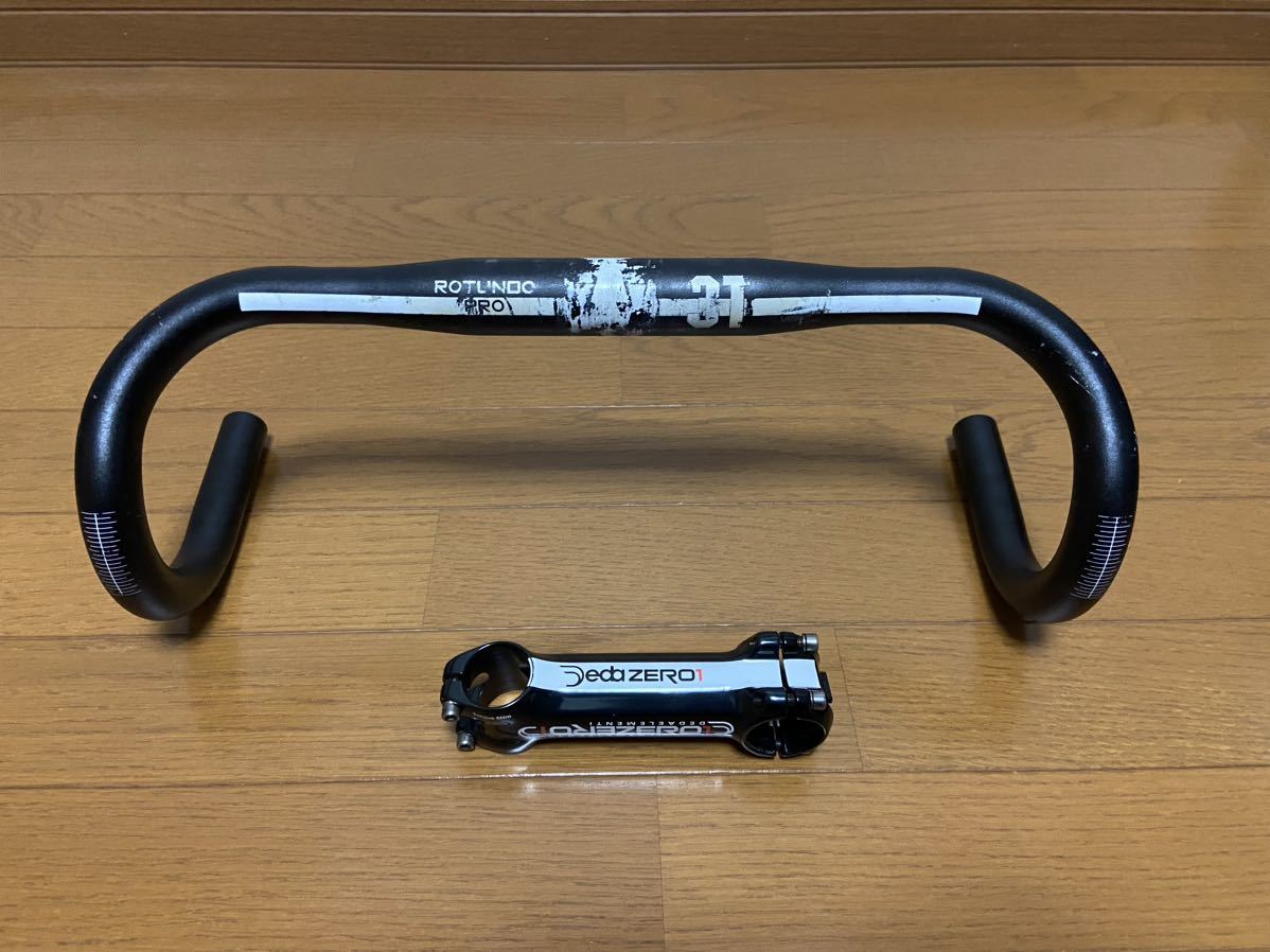【傷や汚れあり】used! 3T ROTUNDO PRO ハンドル幅400mm、クランプ径31.8mmとデダ DEDA zero1 ステム ...