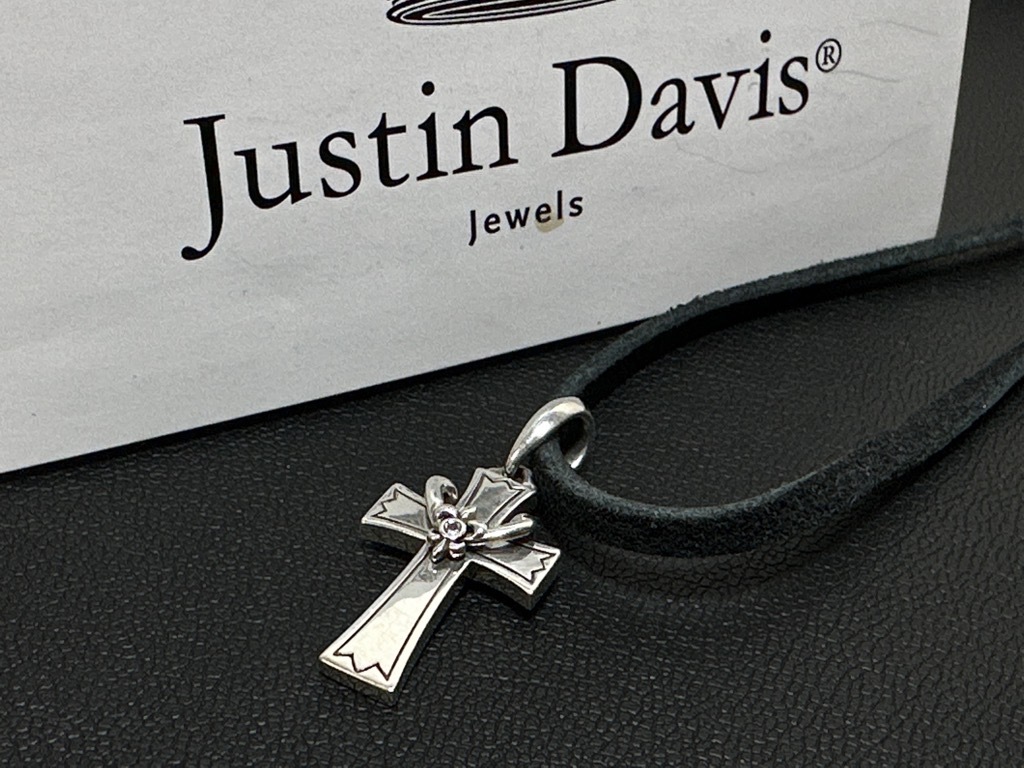 【やや傷や汚れあり】※17153 JUSTIN DAVIS ペンダント BABY HEART CROSS 百合 十字架 925 シルバーアクセ ...