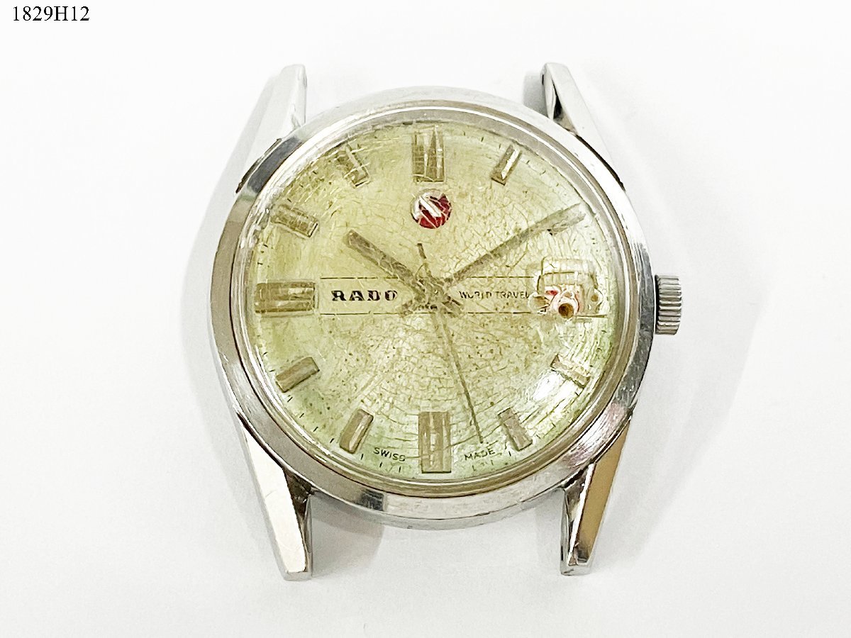 【傷や汚れあり】★ RADO ラドー WORLD TRAVEL ワールドトラベル 11781 自動巻き デイト 25石 シルバー メンズ 腕 ...