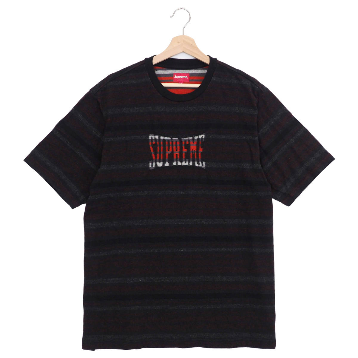 【未使用に近い】Supreme - Inverted Stripe S/S Top 黒L シュプリーム - インバーテッド ストライプ ...