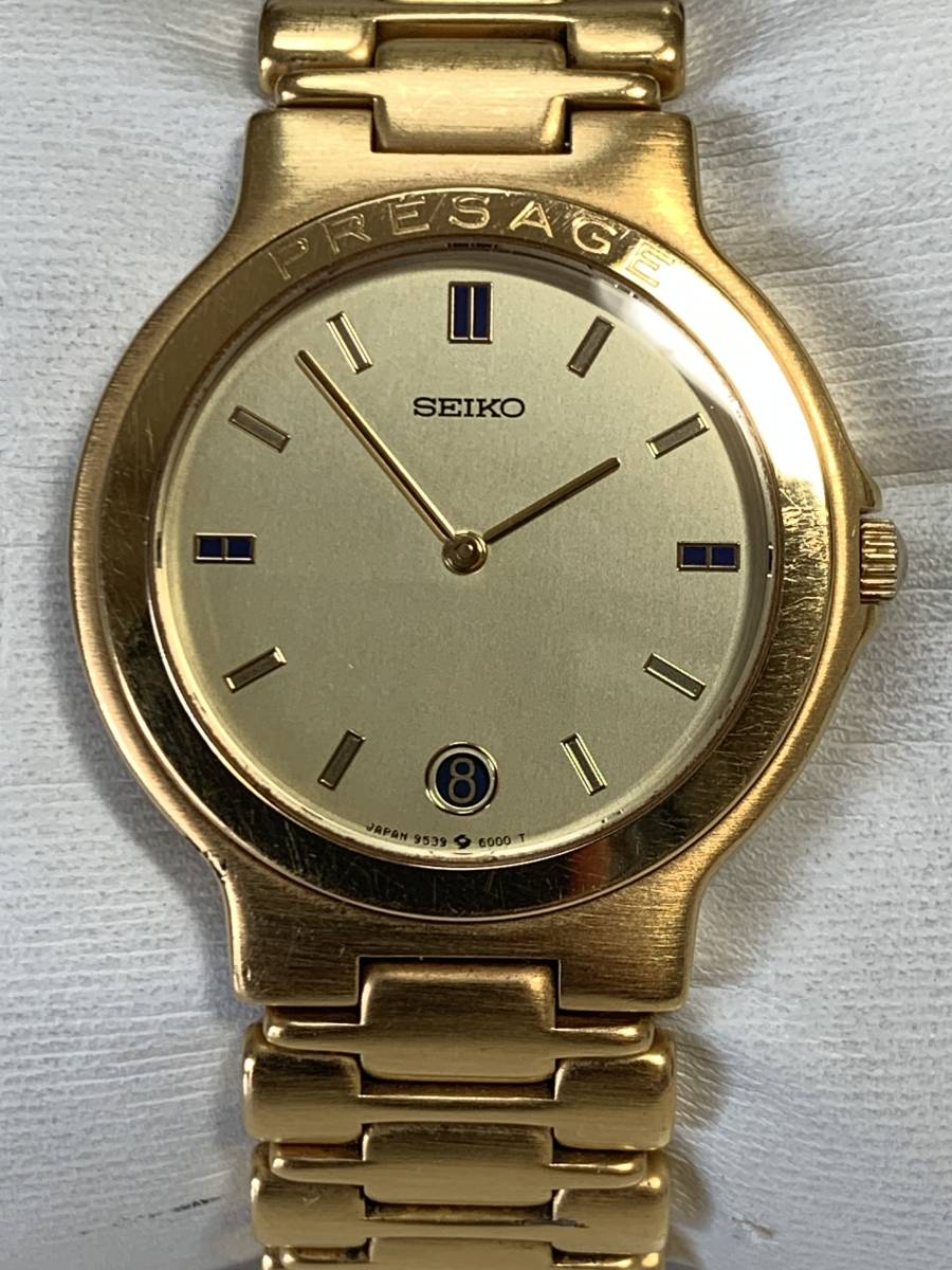【目立った傷や汚れなし】A982 腕時計 SEIKO/セイコー PRESAGE/プレサージュ 9539-6000 クォーツ デイト ラウンド ...