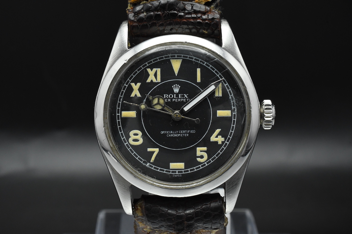 【やや傷や汚れあり】ROLEX OYSTER PERPETUAL CHRONOMETER 25JEWELS ref:6564 ロレックス 黒 ...