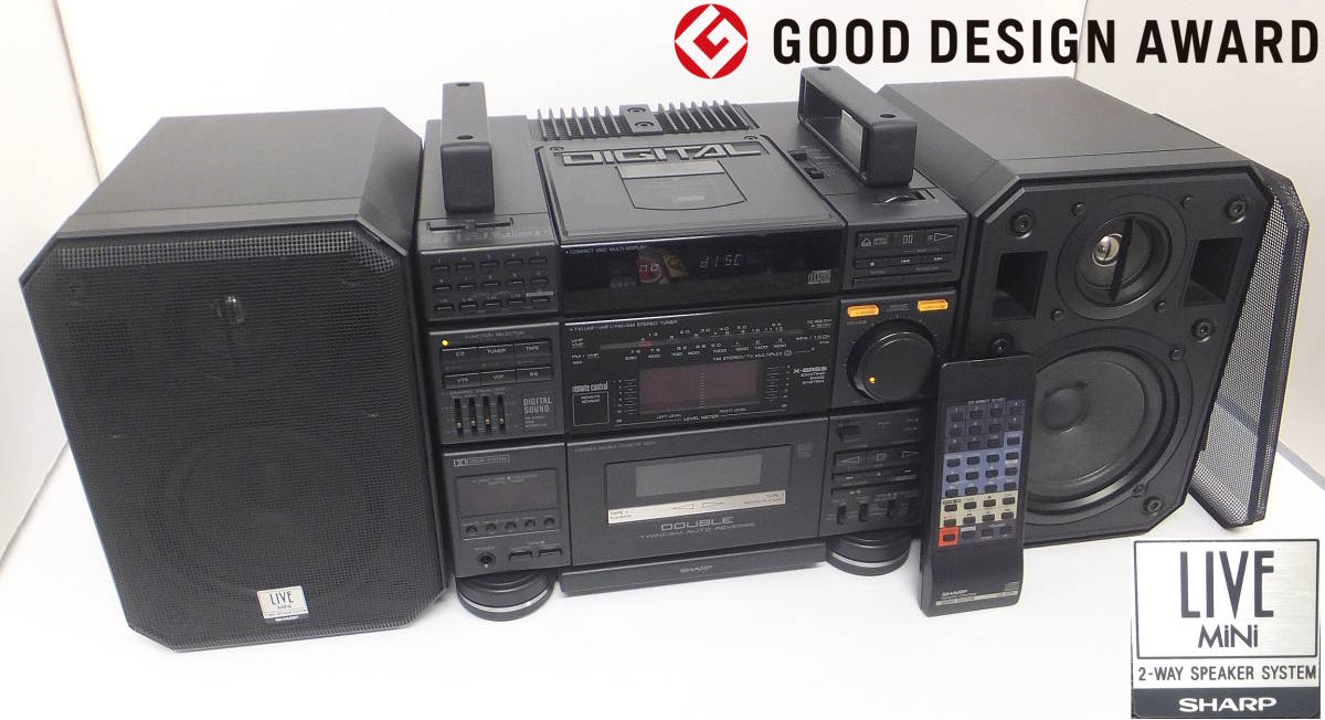 【傷や汚れあり】【よろづ屋】シャープ CDオーディオシステム SHARP CD-X16-BK LIVE MINI リモコンあり 1989年度 ...