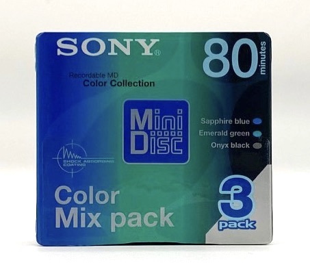 【未使用】新品未開封★SONY ミニディスク 80分 MD 3枚 高密度ディスク COLOR COLLECTION 3MDW80CRLGBの ...