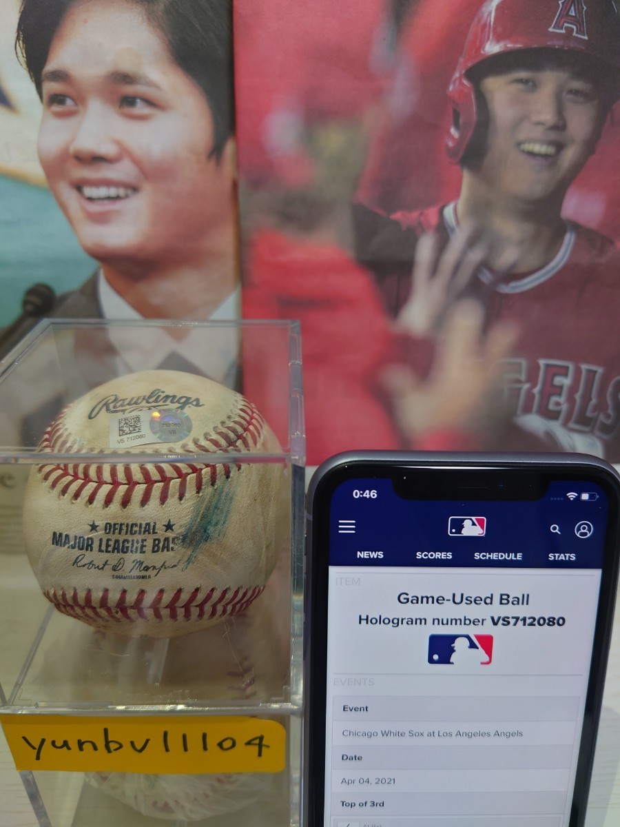 【未使用に近い】★激レア★大谷翔平 MLB初リアル二刀流出場試合 実使用投球ボール 奪アウト2つ＆約160キロ記録！ 2021/4/4の落札情報詳細 - ヤフオク落札価格検索 オークフリー