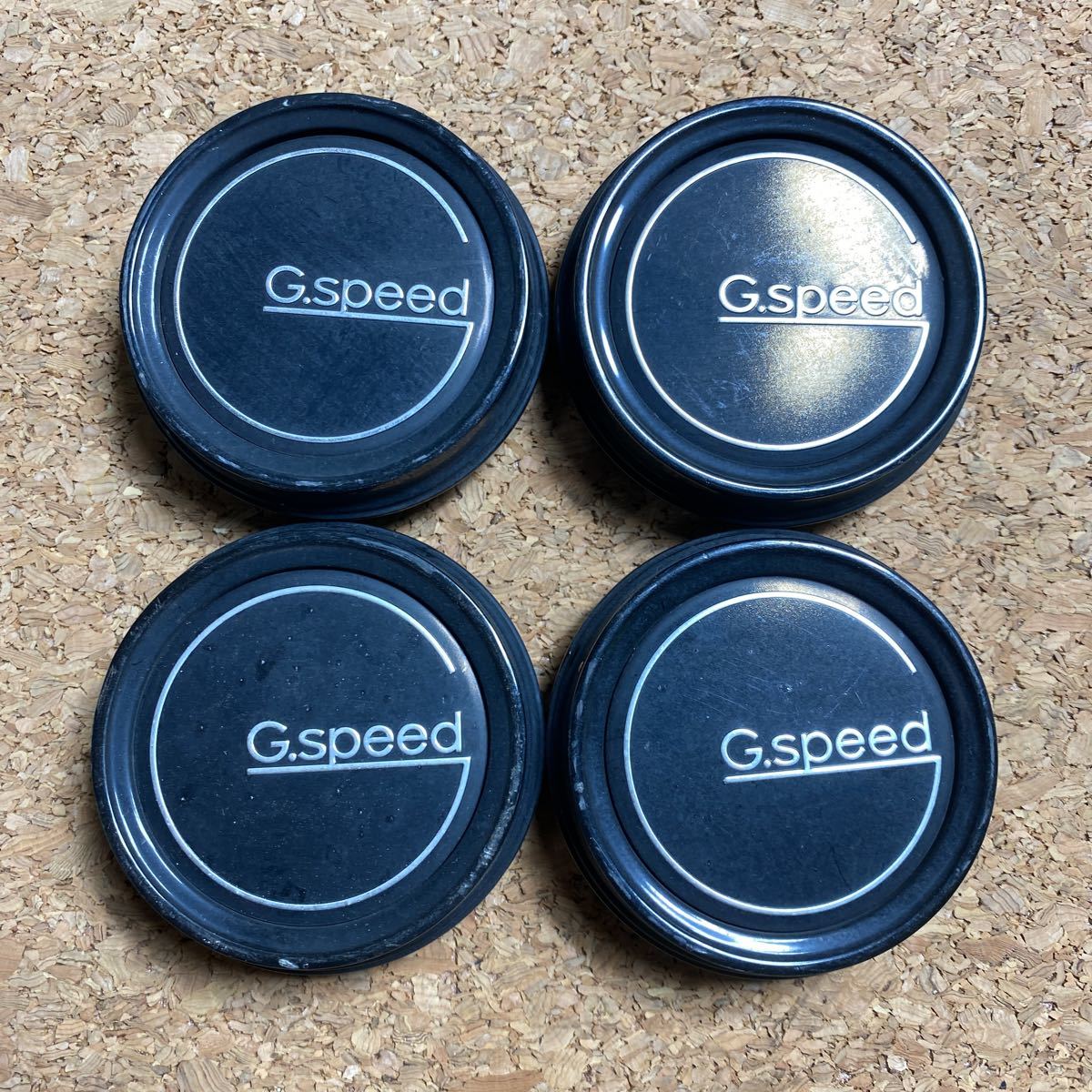 【やや傷や汚れあり】★即決 送料無料★ ア033 G.speed g speedセンターキャップ 60mm 4個セット 社外ホイール 汎用 ...