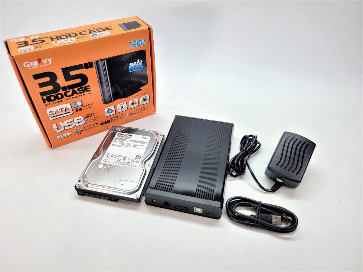 【目立った傷や汚れなし】【中古良品・動作確認済み】タイムリー GROOVY 3.5"HDD CASE ＆HDD500GBセット SATA2-CASE3.5BK SATA接続3.5"HDD専用の ...