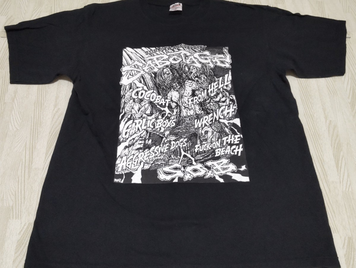 【傷や汚れあり】s.o.b Tシャツ M ② ハードコア パンク ジャパコア gauze gism outo lip cream cocobat 鉄アレイ death side rise ...