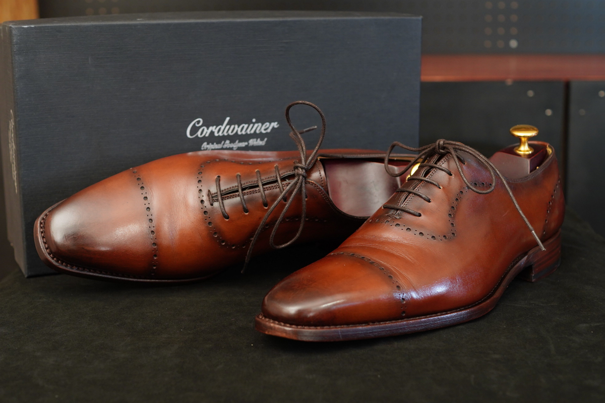 【やや傷や汚れあり】【箱付き】コードウェイナー Cordwainer EU43 27～27.5㎝相当 ブラウン 茶 ドレスアップシューズ ...