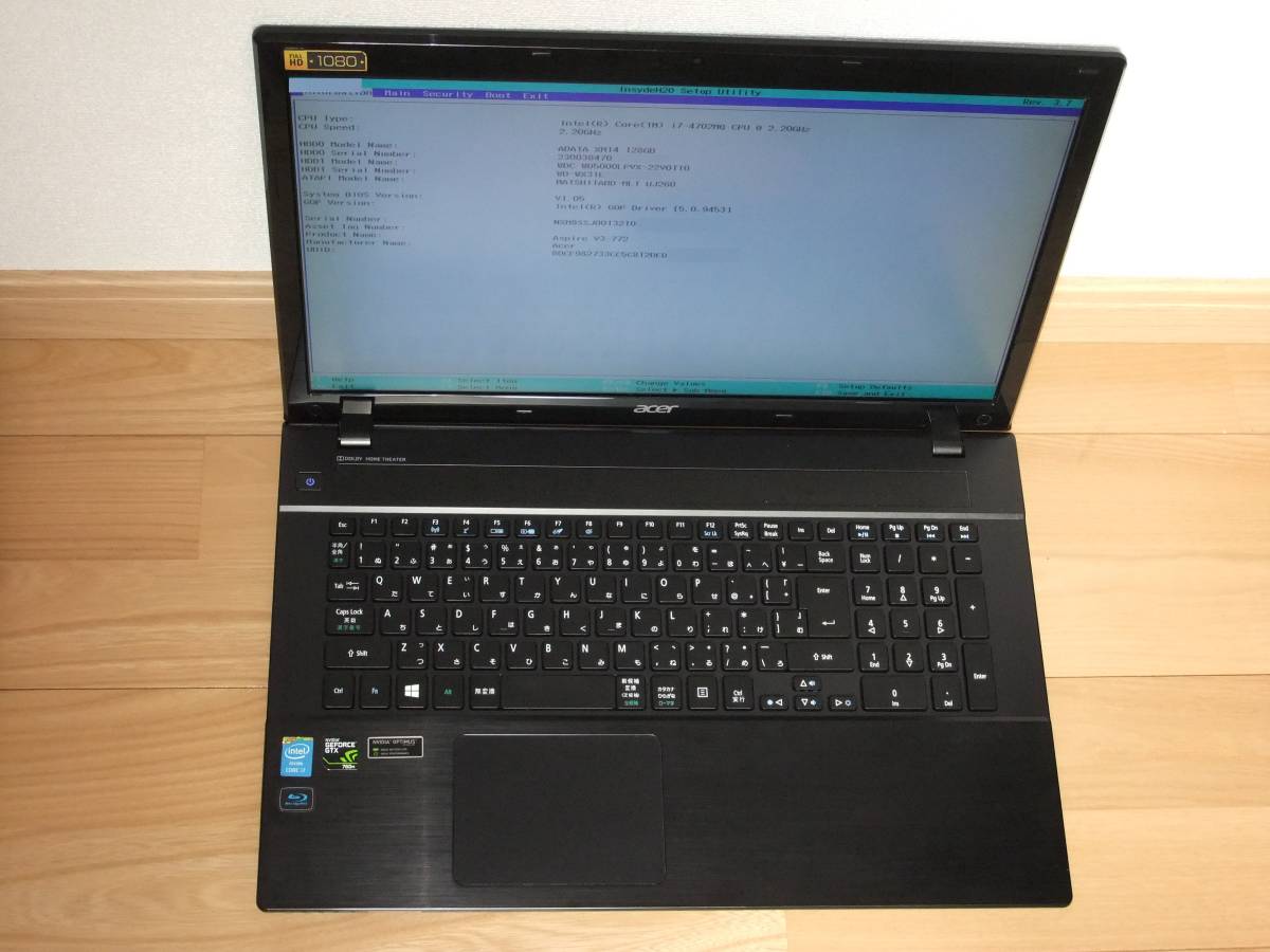 【傷や汚れあり】Acer Aspire V3 (V3-772G-N76G/LK) Core i7-4702MQ 2.2GHz/DDR3 8GB ...