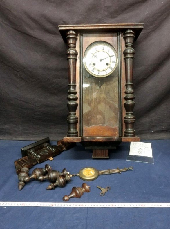 【傷や汚れあり】L1904 best german manufacturer アナログ時計 掛時計 ゼンマイ時計 木製 古時計の落札情報詳細 ...