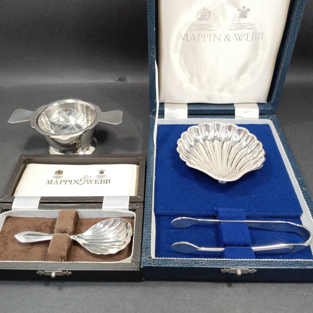 【やや傷や汚れあり】 マッピン&ウェッブ MAPPIN&WEBB シルバー 茶こし ティーストレーナー キャディー ティー スプーン シェル型 ...