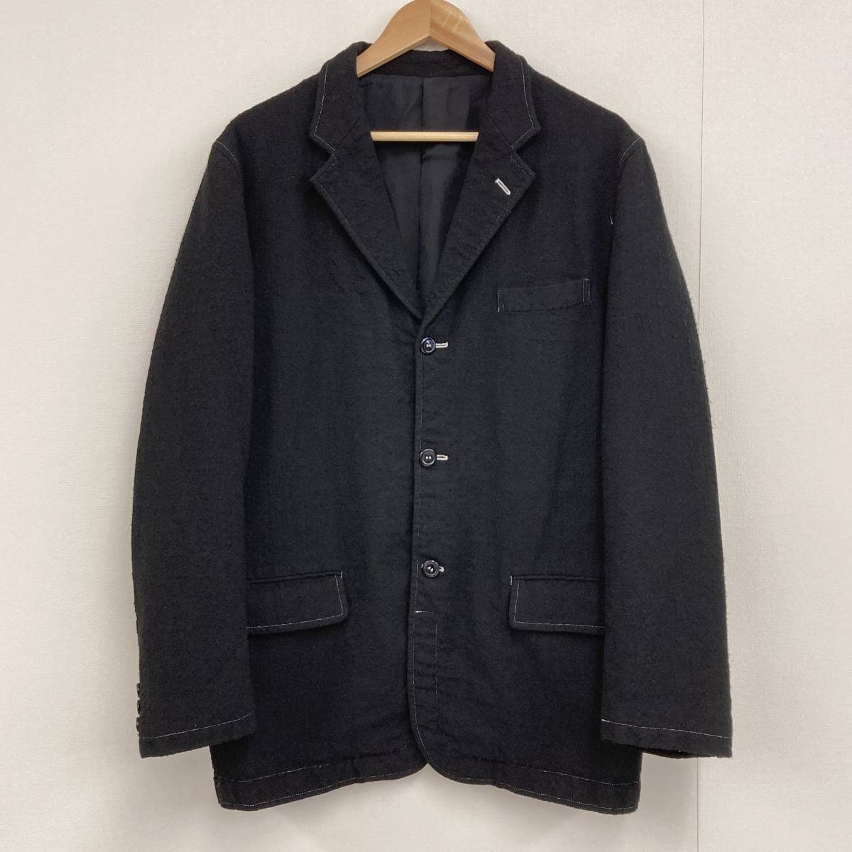 【目立った傷や汚れなし】AD2001 田中オム COMME des GARCONS HOMME ウール 製品染め ジャケット 黒 Mサイズ ...