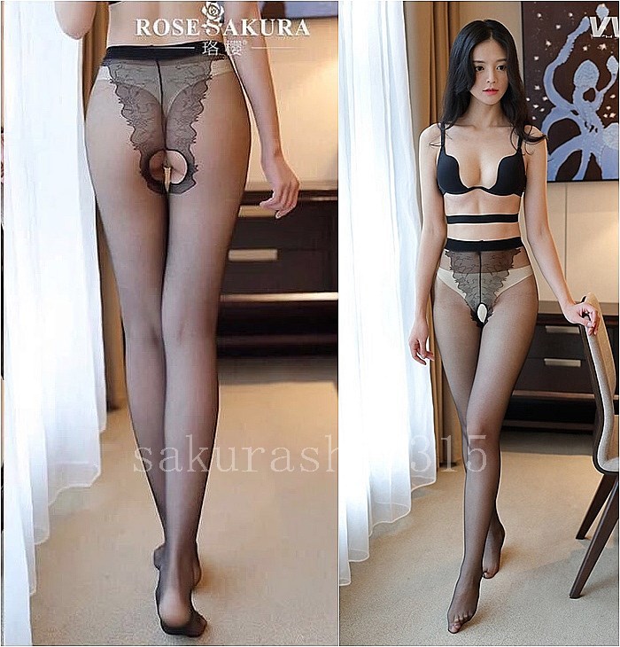 【未使用】K339 花柄 ビキニ調 オープン クロッチ ストッキング ブラック 黒色 10デニール 穴あき セクシー オープンストッキングの落札情報詳細 - ヤフオク落札価格検索 オークフリー
