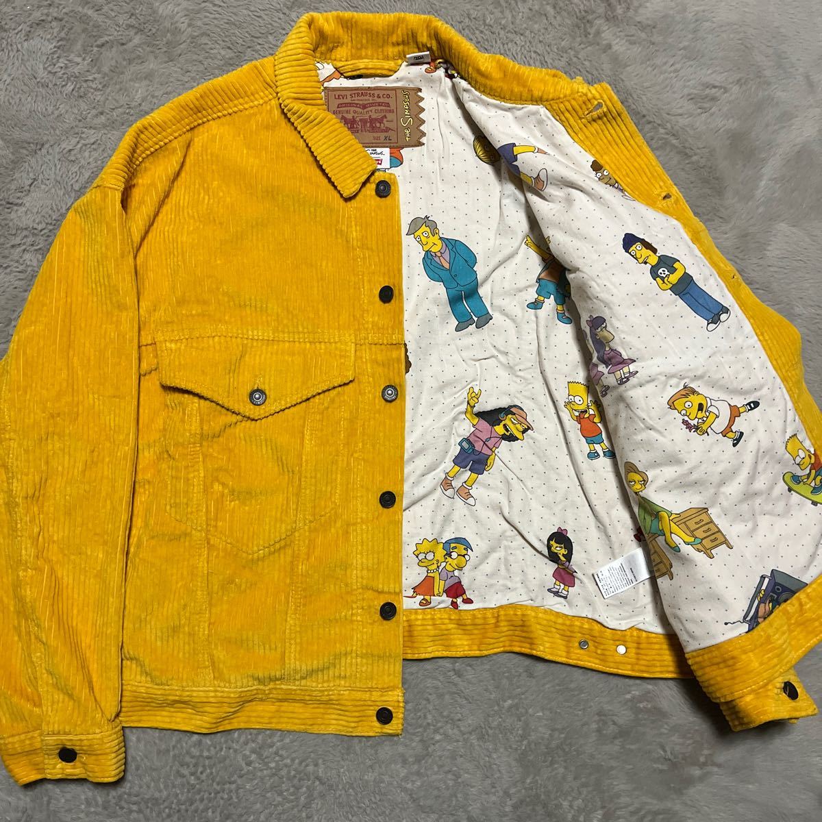 【未使用に近い】LEVI'S THE SIMPSONS CORDUROY JACKET ジャケット コーデュロイ 黄色 YELLOW ...