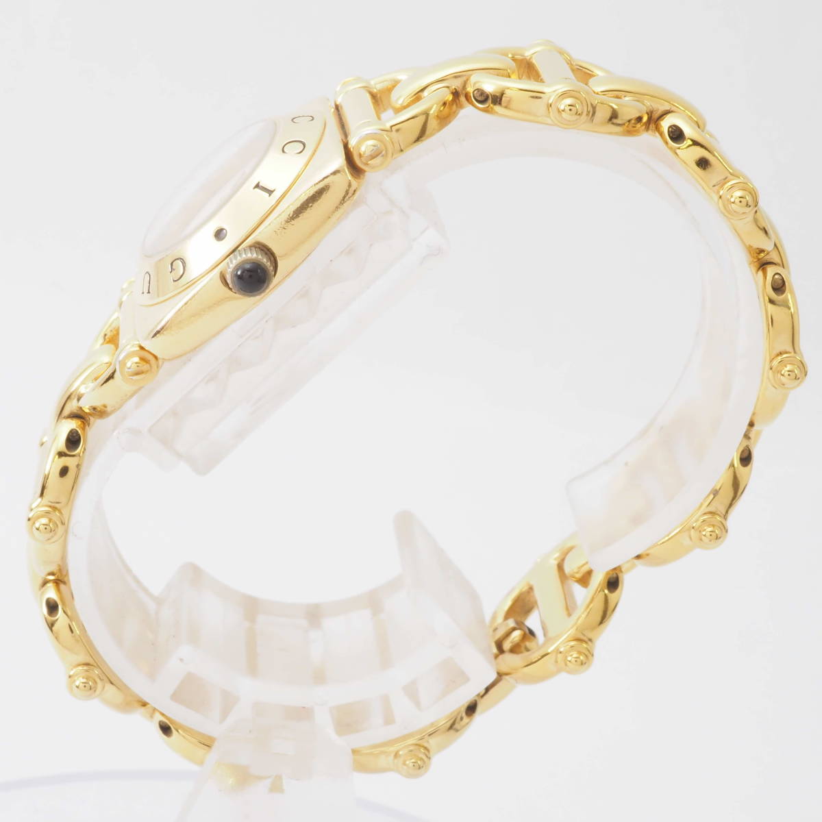 【傷や汚れあり】グッチ ホースビット 6400L Cal,980.003 GUCCI クォーツ ゴールド×ホワイトシェル文字盤 レディース ...