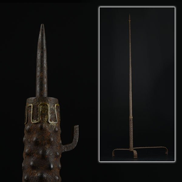 【傷や汚れあり】【加】1294e 現状 時代 鉄製 象嵌 折畳燭台 高さ 最大約64,5cm / 手燭 燭立の落札情報詳細 - Yahoo!オークション落札価格検索 オークフリー