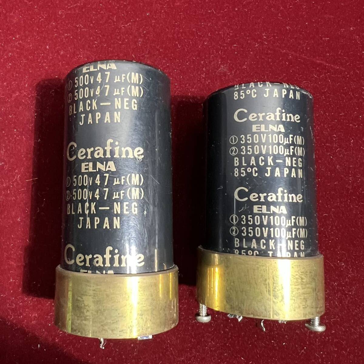 【やや傷や汚れあり】2棚033 高耐圧 ブロックコンデンサ ELNA Cerafine セラファイン 47μF×2 500V , 100μF× ...