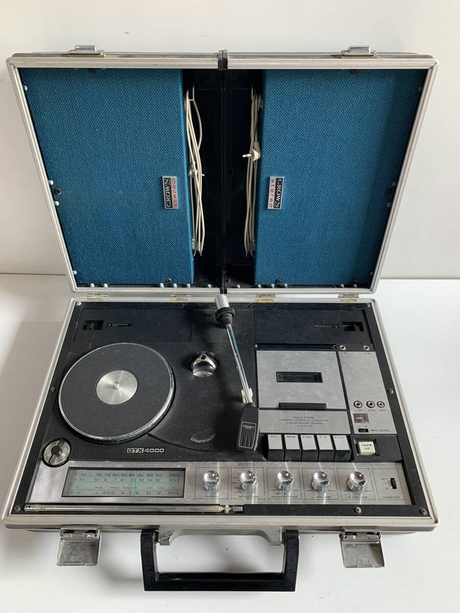 【やや傷や汚れあり】⑯u765 CROWN クラウン ターンテーブル レコード 3バンド ラジカセ GTX4000 オーディオ 音響機器 ...