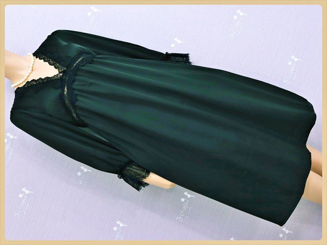【目立った傷や汚れなし】ce8 Z76☆ バスト95㎝の大きいxlサイズ♪さらんさらん美麗black ネグリジェ【インボイス対応店】※一番