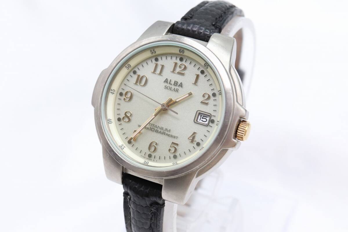 【目立った傷や汚れなし】【W136-1】動作品 SEIKO ALBA TITANIUM セイコー アルバ チタニウム ソーラー 腕時計 ...