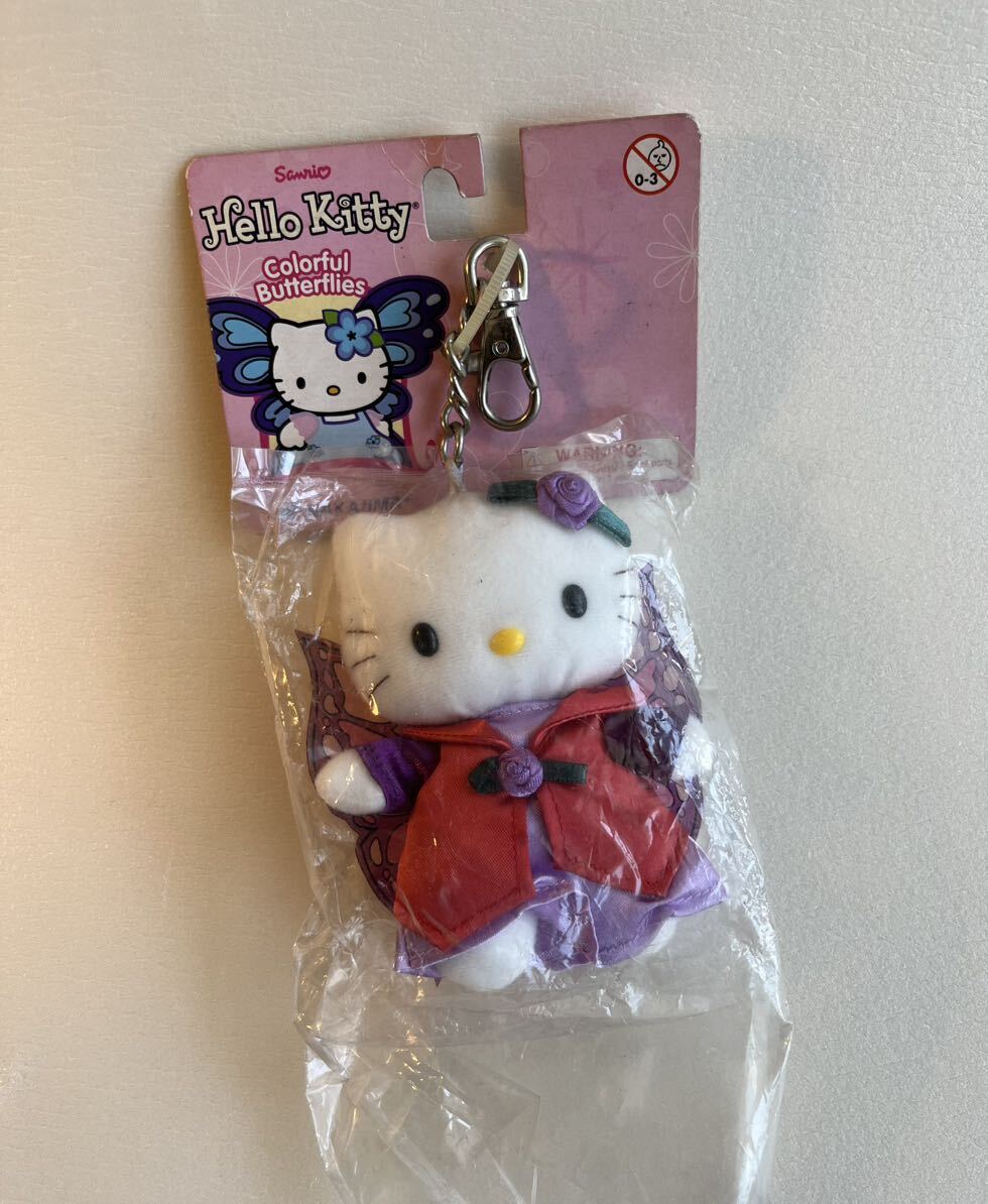 【未使用に近い】③ Hello Kitty Colorful Butterflies 紫色 キーホルダー NAKAJIMA USA 2003年 ...
