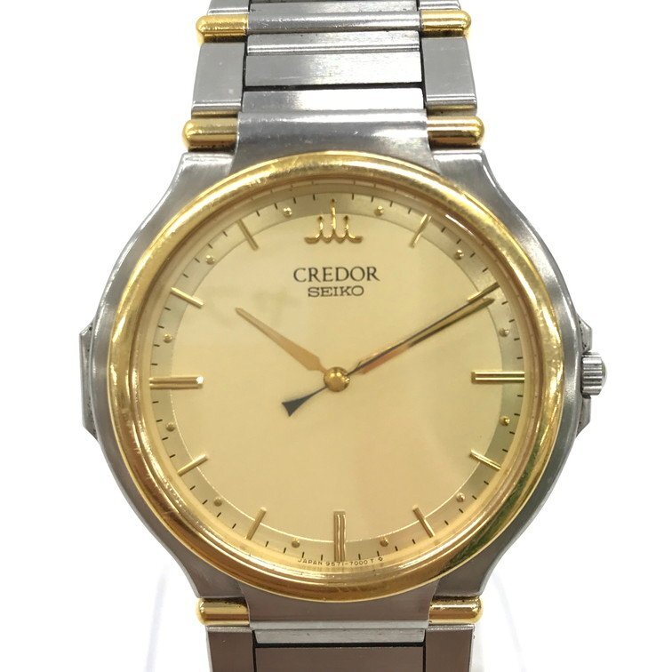 【やや傷や汚れあり】SEIKO セイコー SS/YG クレドール 9571-7000/280368 クオーツ 腕時計 稼動【CEAN8010 ...