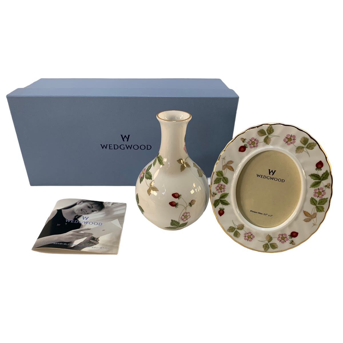 【目立った傷や汚れなし】★未使用品 WEDGWOOD ウェッジウッド WILD STRAWBERRY ワイルド ストロベリー 花瓶 一輪挿し フォトフレーム 写真立て 中古品 管理K434の ...