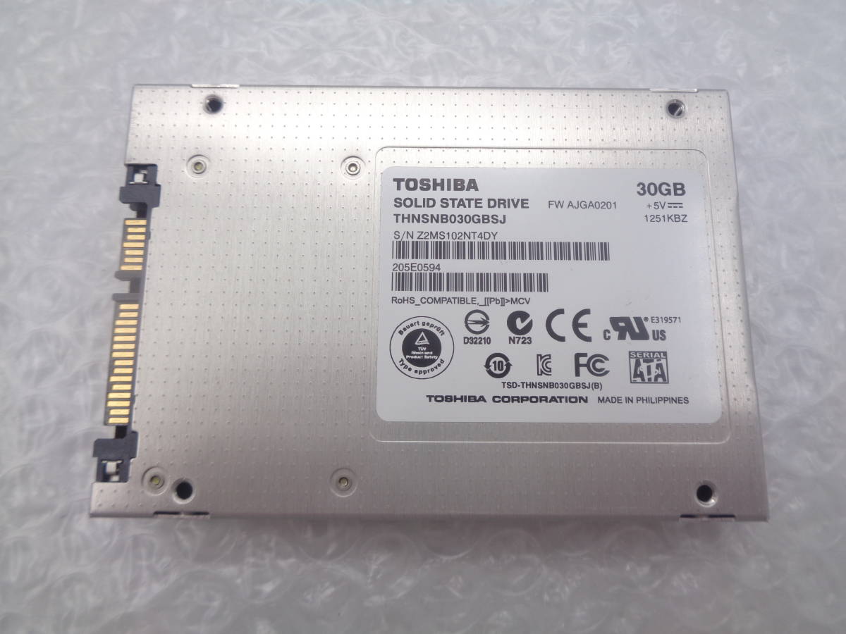 【傷や汚れあり】TOSHIBA THNSNB030GBSJ 2.5インチ 30GB SSD SATA x 10個セット 中古動作品(S58× ...