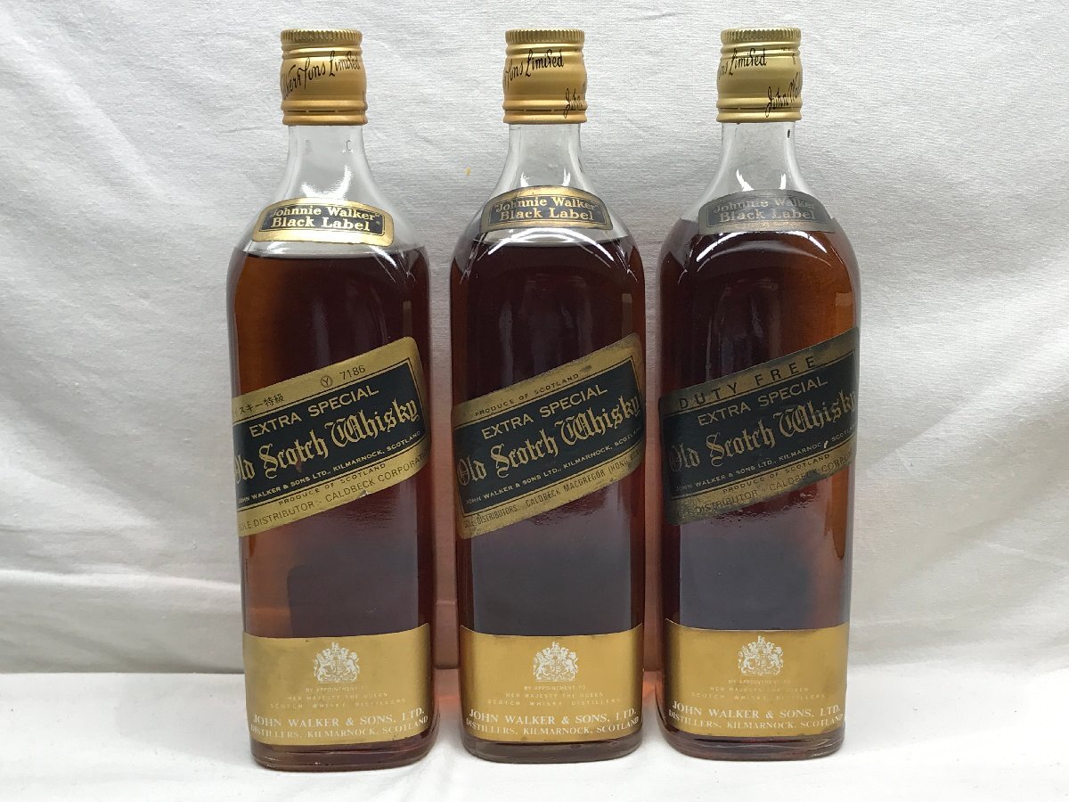 【未使用】④ 3本セット ジョニーウォーカー ブラックラベル 金キャップ Johnnie Walker EXTRA SPECIAL Old Scotch Whisky 760ml 43% 古酒 ...