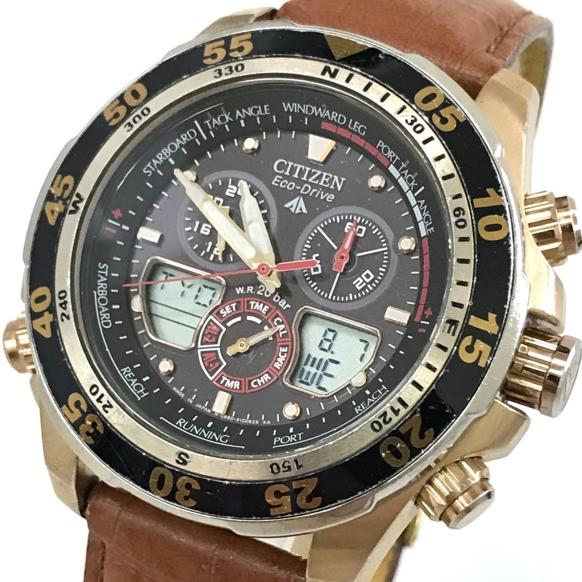 【目立った傷や汚れなし】美品 CITIZEN シチズン PROMASTER プロマスター Eco-Drive 腕時計 C660-S067634 電波ソーラー アナデジ クロノグラフ ...