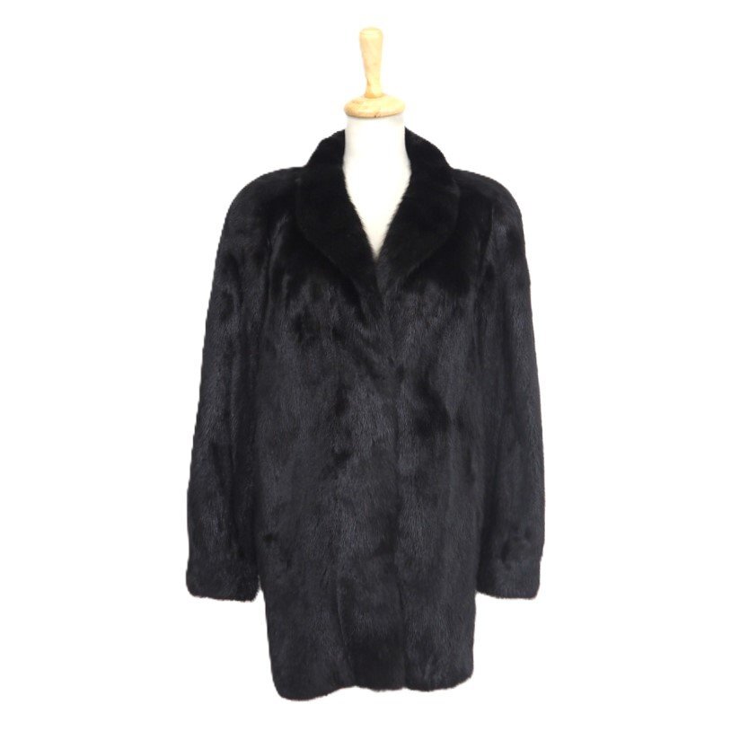【目立った傷や汚れなし】美品【 PRELIOT★銀 SAGA MINK 】高級毛皮 ブラックミンク セミロングコート：80cm ラグラン 裏地：花柄刺繍入り ブラック V857Tの落札情報詳細 ...