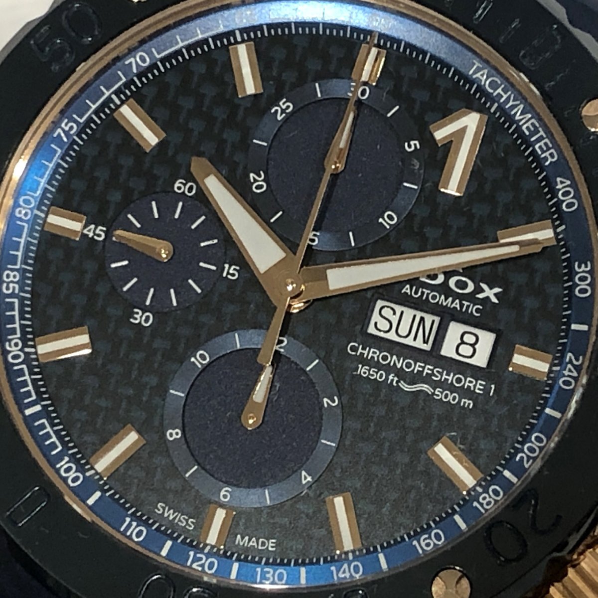 【未使用に近い】m001 Y3(60) 極美品 EDOX エドックス クロノオフショア1 クロノグラフ ネイビー 01122-37RBU35-BUIR3 23年10月購入 メンズ自動巻腕時計の ...
