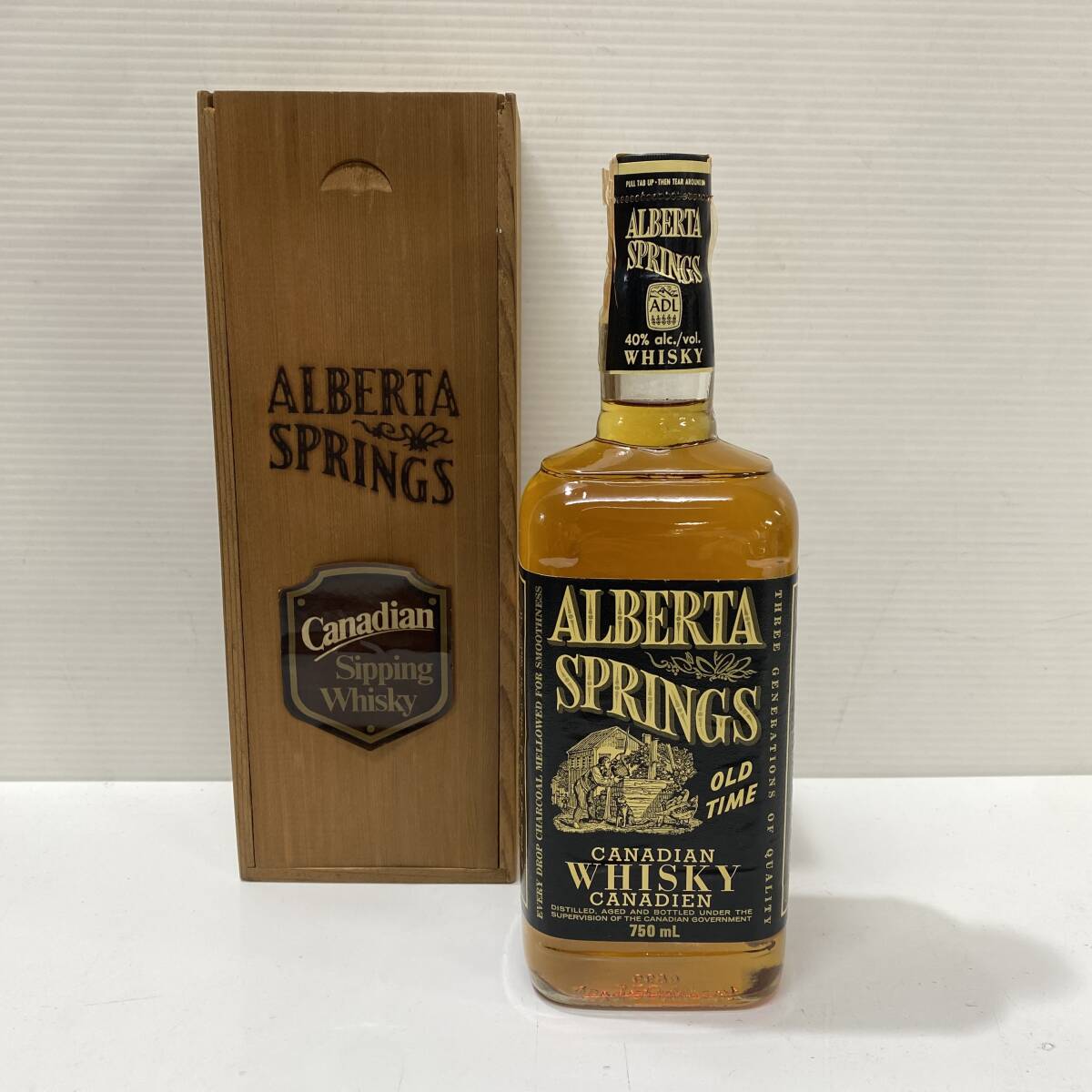 【目立った傷や汚れなし】ALBERTA SPRINGS OLD TIME アルバータ スプリングス カナディアンウイスキー 木箱 40 ...