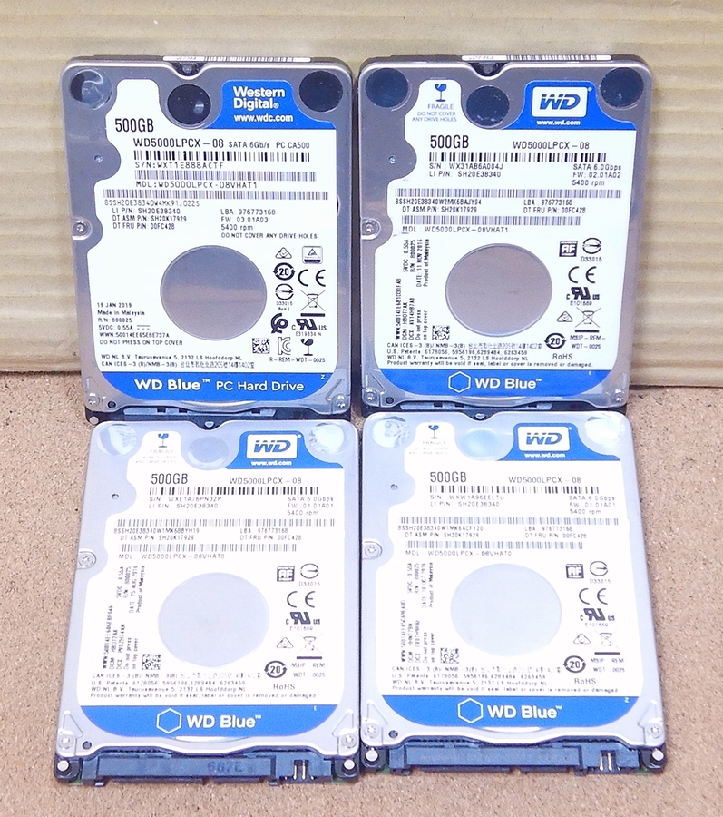 【目立った傷や汚れなし】Western Digital WD5000LPCX HDD 2.5インチ SATA 500GB 4台セットの落札情報 ...