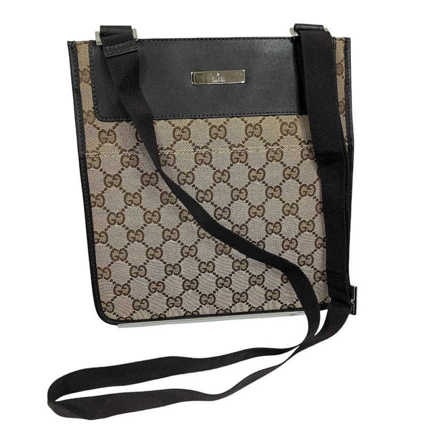 【目立った傷や汚れなし】KS 美品 GUCCI グッチ ショルダー バッグ 019 0348 200047 サコッシュ GGキャンバス×レザー ...