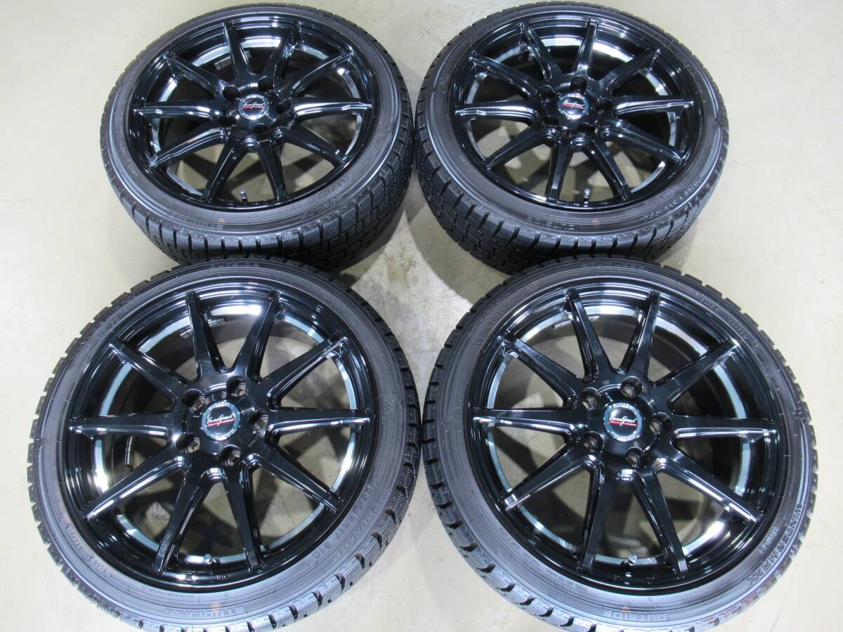 【目立った傷や汚れなし】22年 ダンロップ ウィンターマックス WM02 195/45R17 マナレイ EURO SPEED 7J +48 PCD 114.3 5H 4本セット スイフト ...