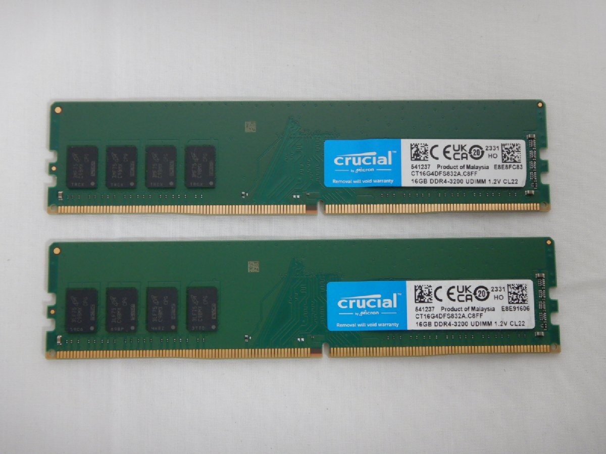 【やや傷や汚れあり】【サイコム】 Crucial 16GB DDR4-3200 x2枚 (合計32GB) @Used@ u1004Dの落札情報詳細 - Yahoo!オークション落札価格検索 ...