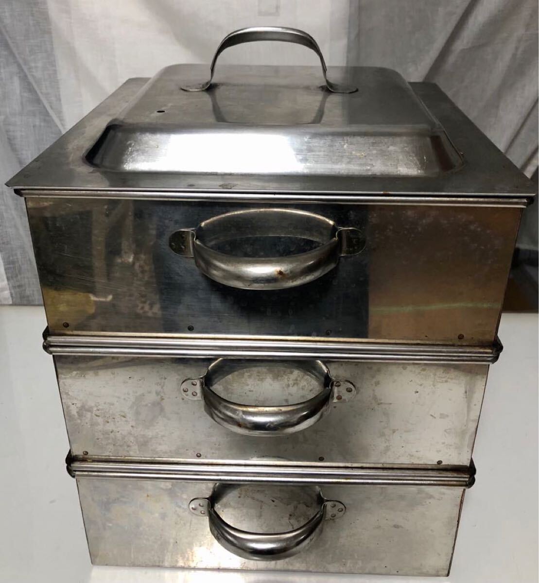 【やや傷や汚れあり】BIG SALE ★★おすすめ★★STAINLESS USED SQUARE STEAMER 業務用角蒸器 36×36cm ...
